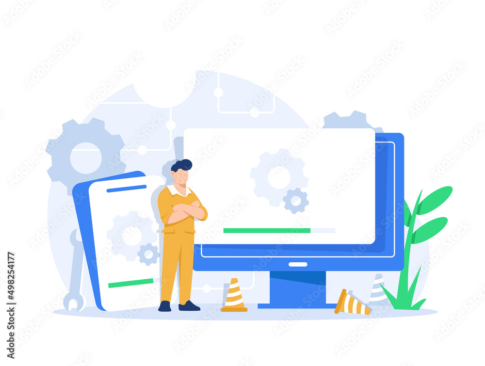 system update vector illustration concept, people update operation ...