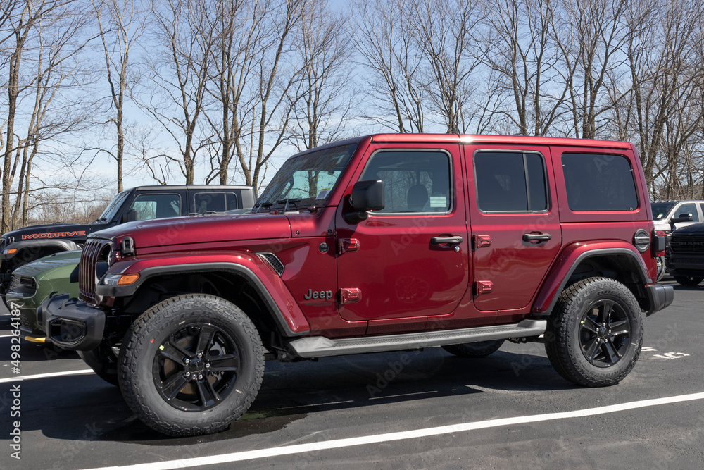 Jeep Wrangler display at a Stellantis dealership. Jeep offers the ...