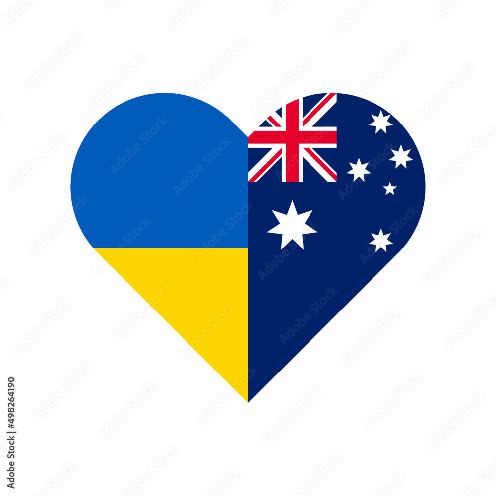 heart shape icon with ukrainian and australian flag. vector ...