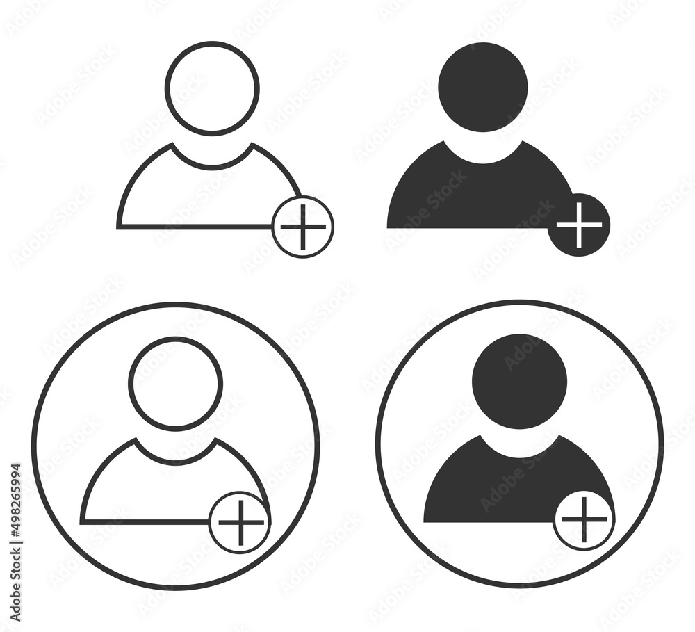 Add user icon. Plus acount symbol. Sign new profile vector. Stock ...