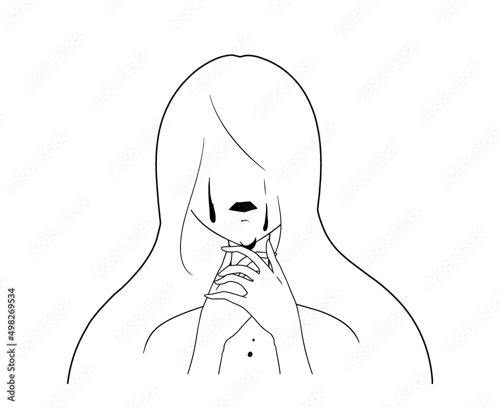 白色の塗りと黒色の線の首を絞める女性の自殺イメージの抽象的なイラスト Stock-Vektorgrafik | Adobe Stock