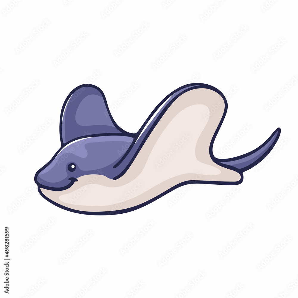 Vector cartoon stingray isolated on white background. Vector ...