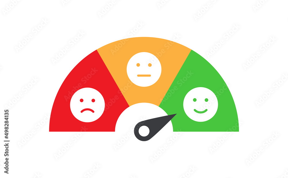 Feedback emoji slider with Satisfaction meter scale or emoticon level ... Feedback emoji slider with Satisfaction meter scale or emoticon level ...