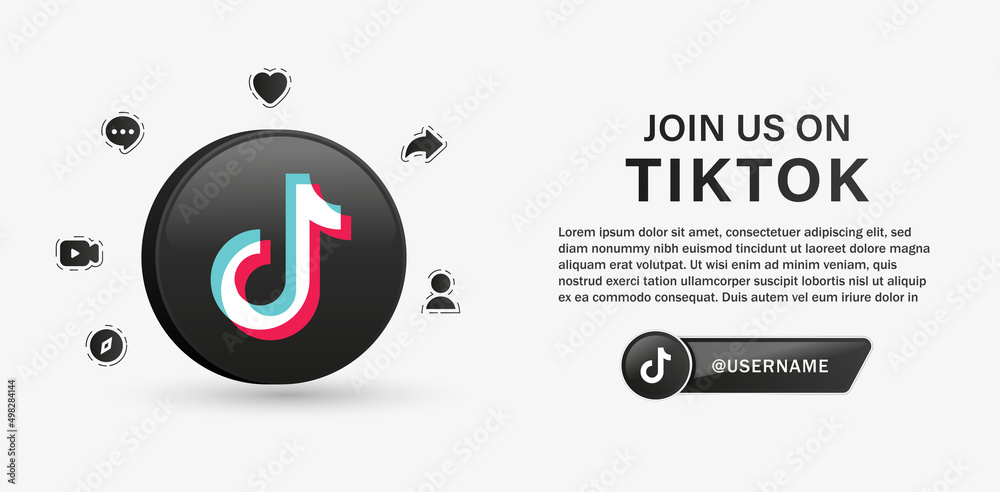 join us on tiktok 3d logo for social media icons 3d. follow us on ...