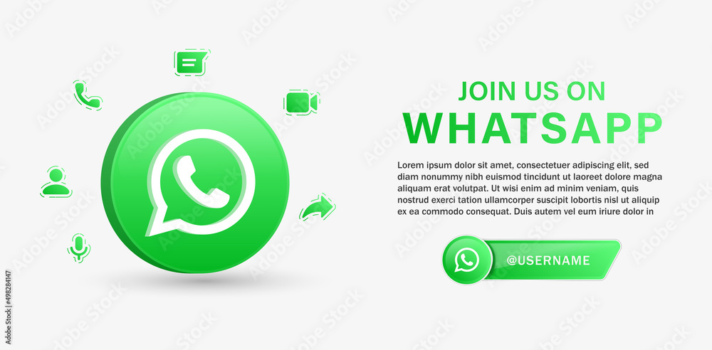 join us on whatsapp 3d logo for social media icons 3d. follow us on ...