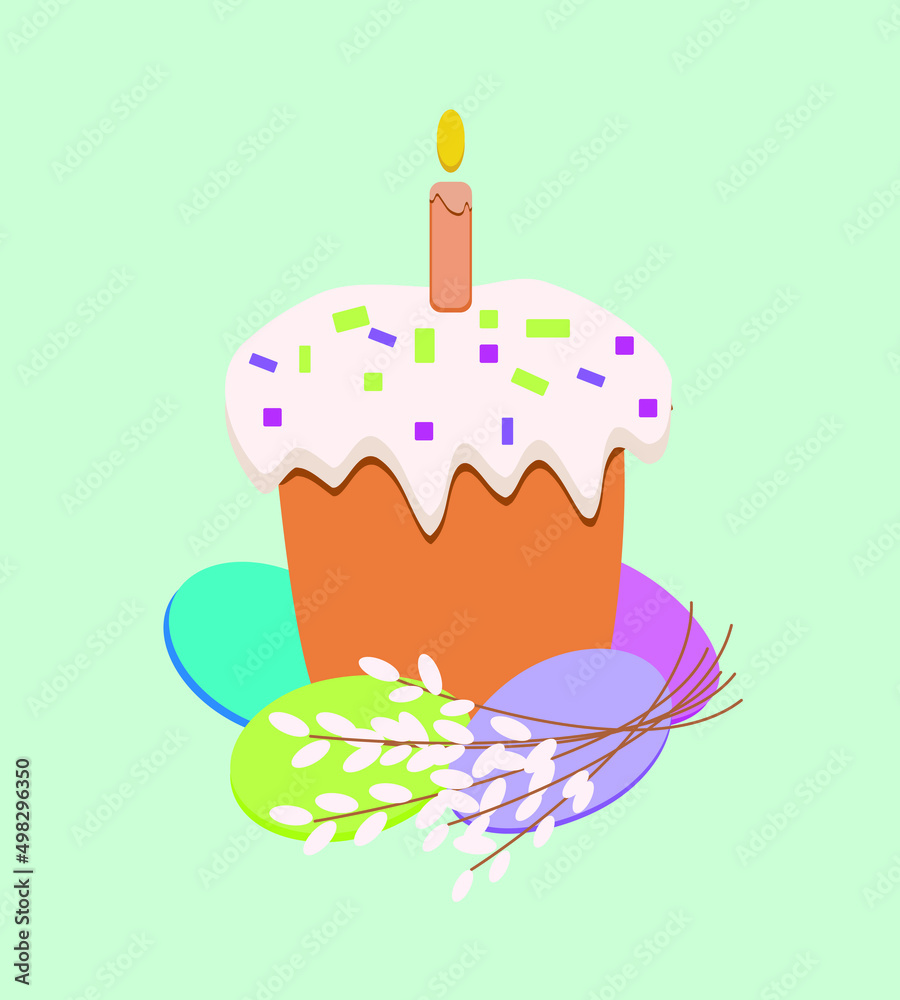 Easter cake Vector stock illustration. Cartoon style vector cake. A big ...