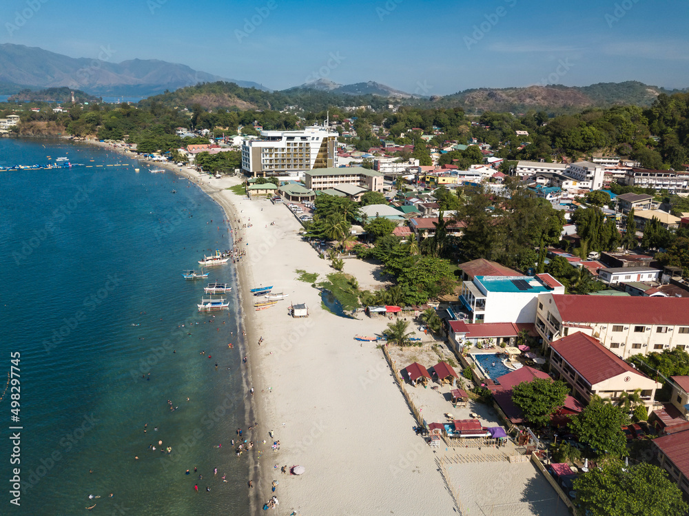 Olongapo, Zambales, Philippines - Aerial of the coast and resorts along ...