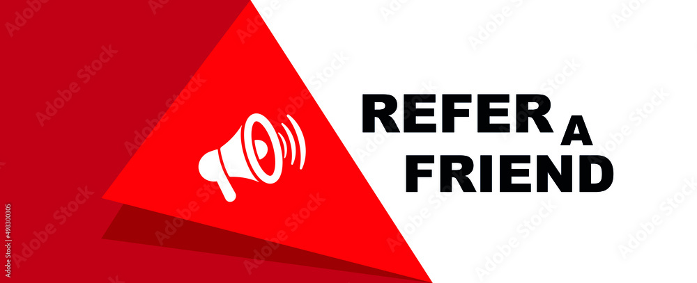 refer a friend sign on white background Stock Vector | Adobe Stock