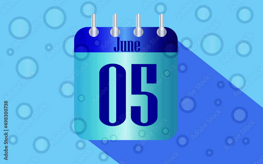 5 June. Calendar icon for day of the month in water with bubbles Stock ...
