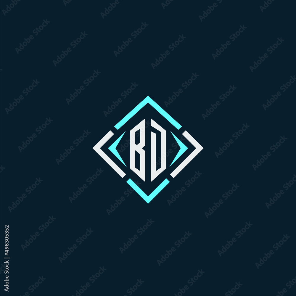 BD initial monogram logo with square style design Stock Vector | Adobe ...
