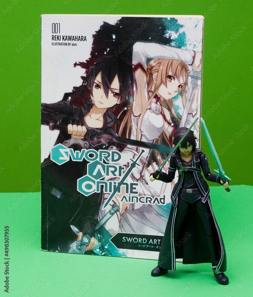 Sword Art Online Light Novel Book displayed on a green screen with a ...