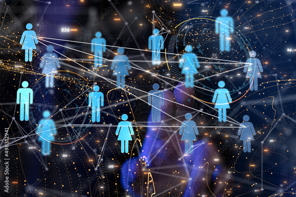 Abstract technology group and data 3d Stock Photo | Adobe Stock