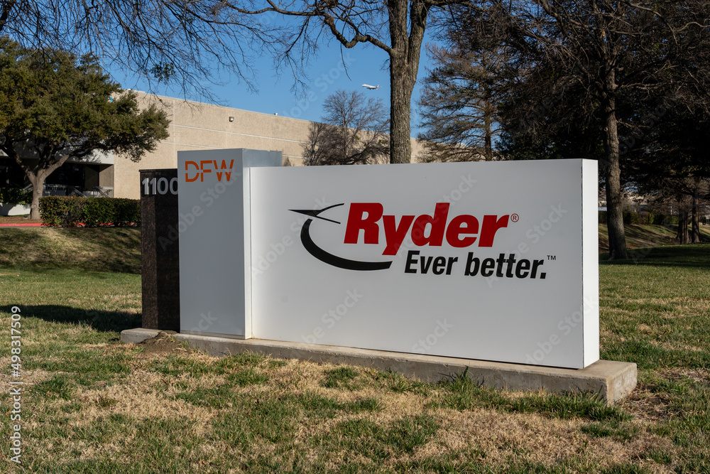 DFW Airport, Texas, USA - March 20, 2022: Closeup of Ryder Truck Rental ...