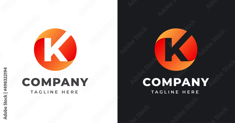 Letter k logo design template with circle shape concept gradient ...