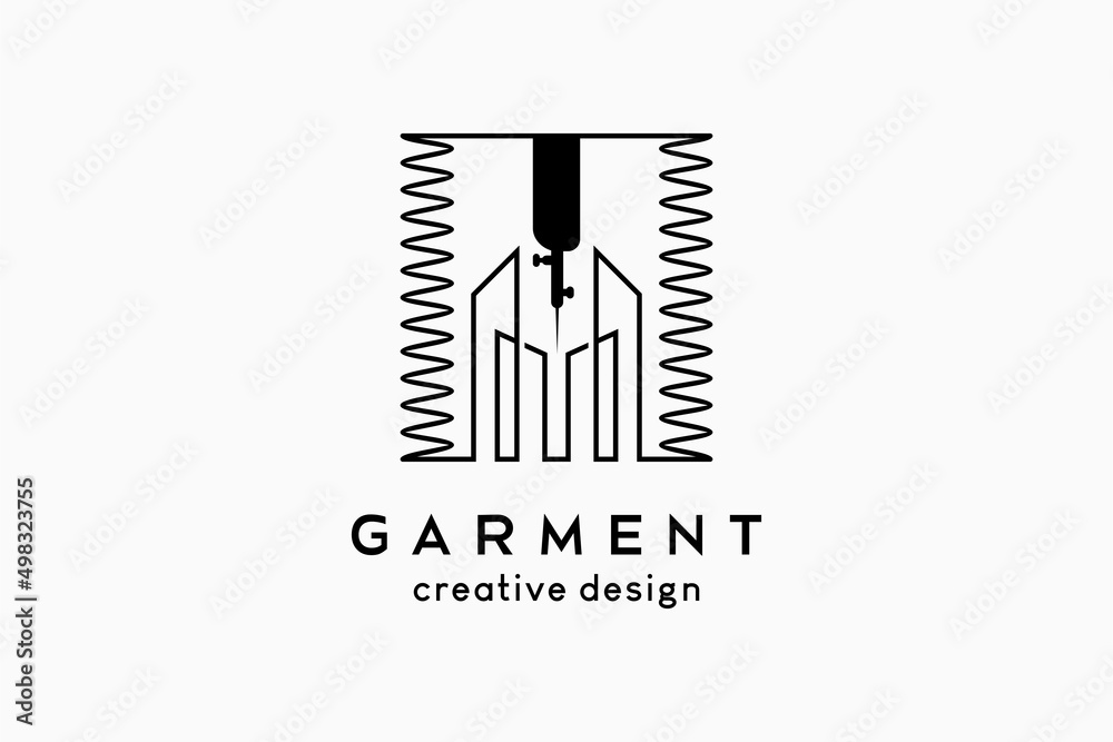 Garment logo design, silhouette of a sewing machine needle combined ...