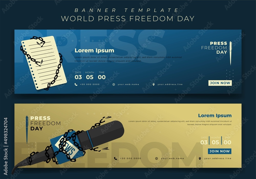 Banner template design in gold and blue landscape background for world ...