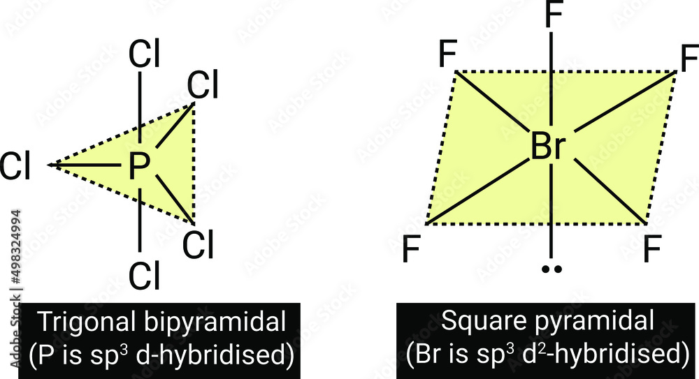 Structure Of Trigonal Bipyramidal And Square Pyramidal Stock Vector