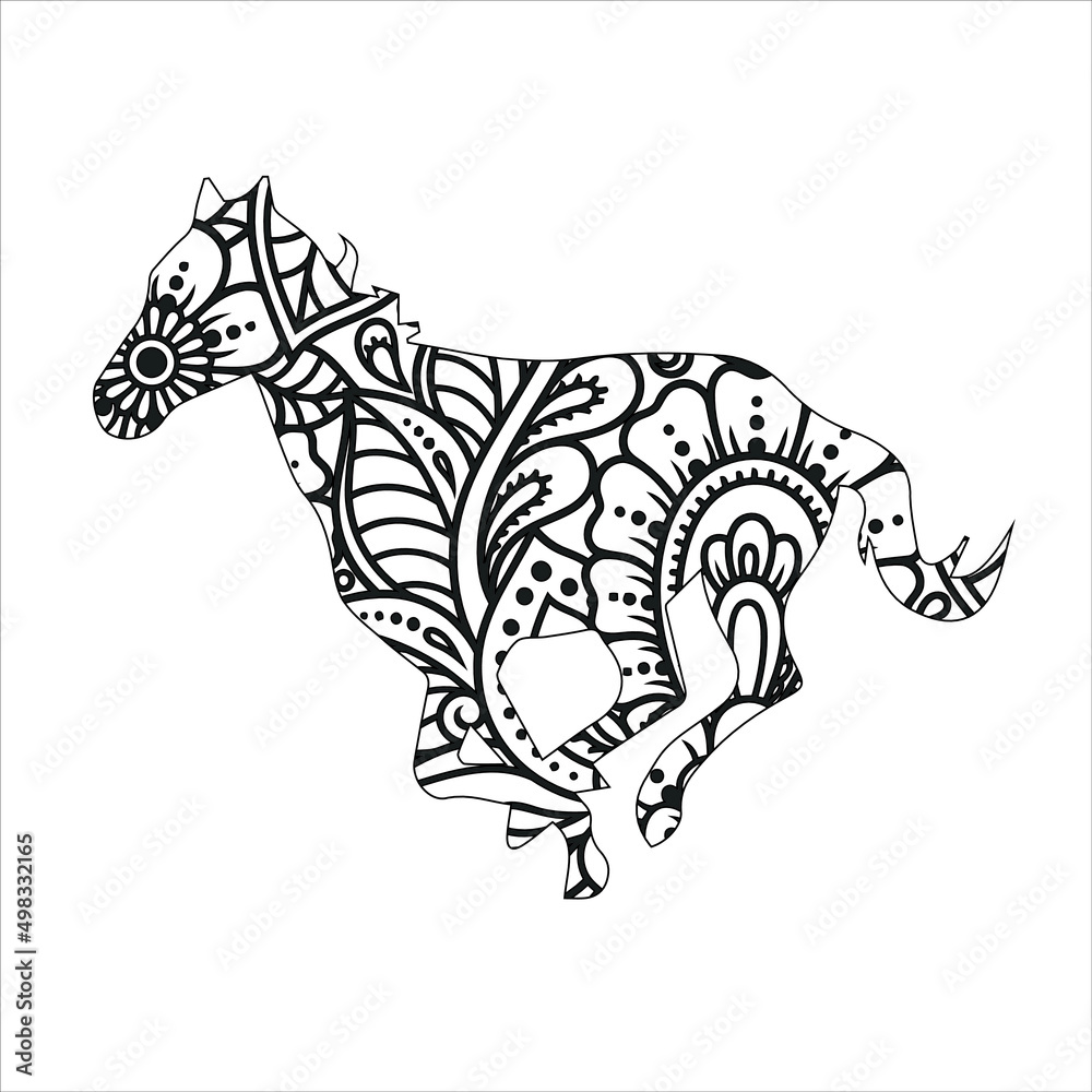Mandala animal coloring page with horse , Horse Mandala coloring page ...