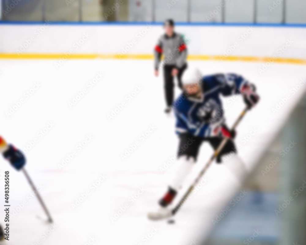 Defocused hockey match fast attack on the gate - hockey players in ...