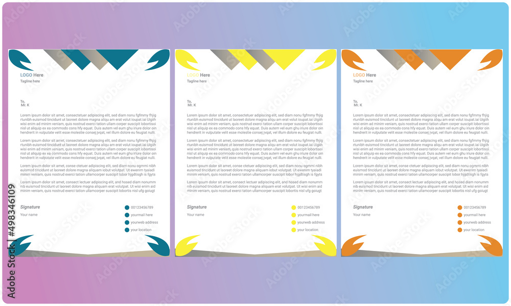 A4 Size Letterhead Template Design Stock Vector | Adobe Stock