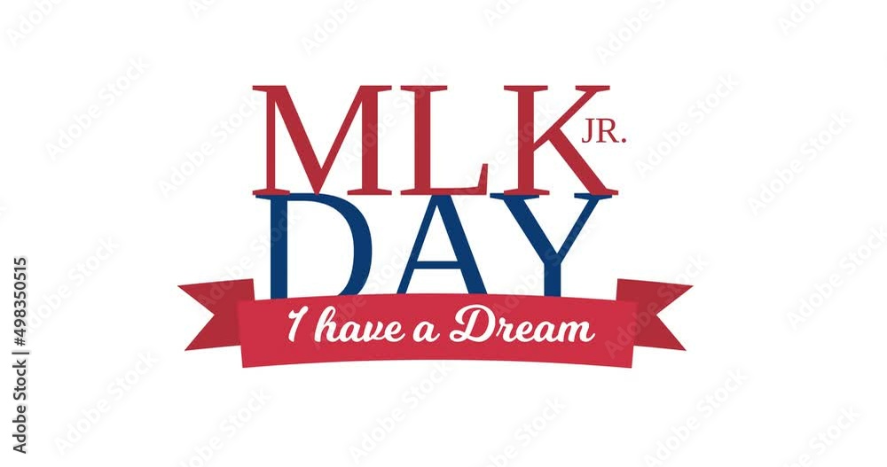 Animation of happy martin luther king day text on white background ...