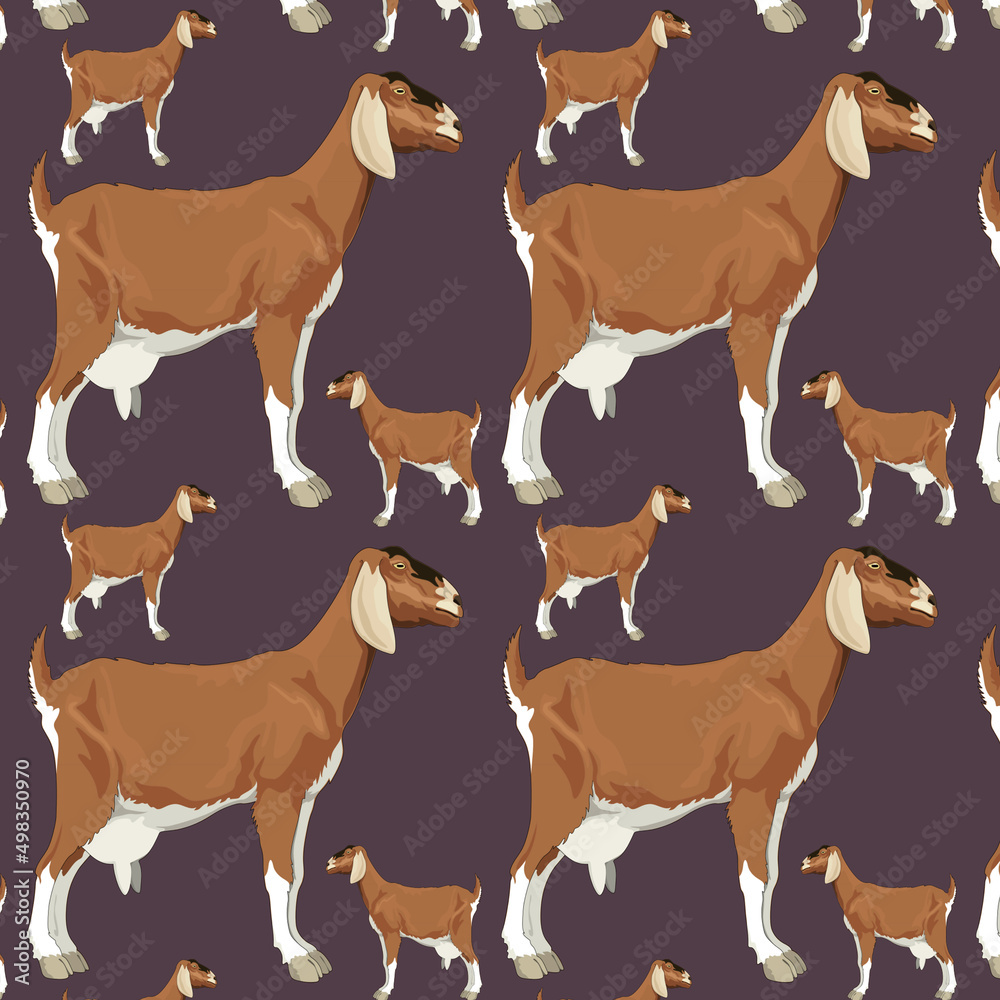 Goat pattern dark lavender background for farm animal and goat farming ...