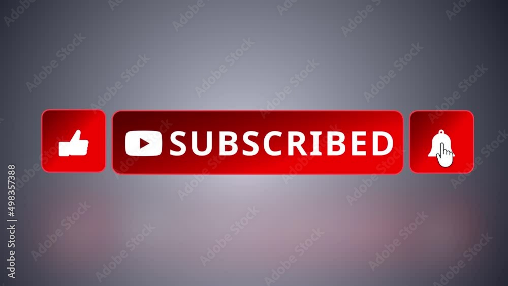 Mouse Clicking Subscribe Button and Bell Notification with a Red White ...