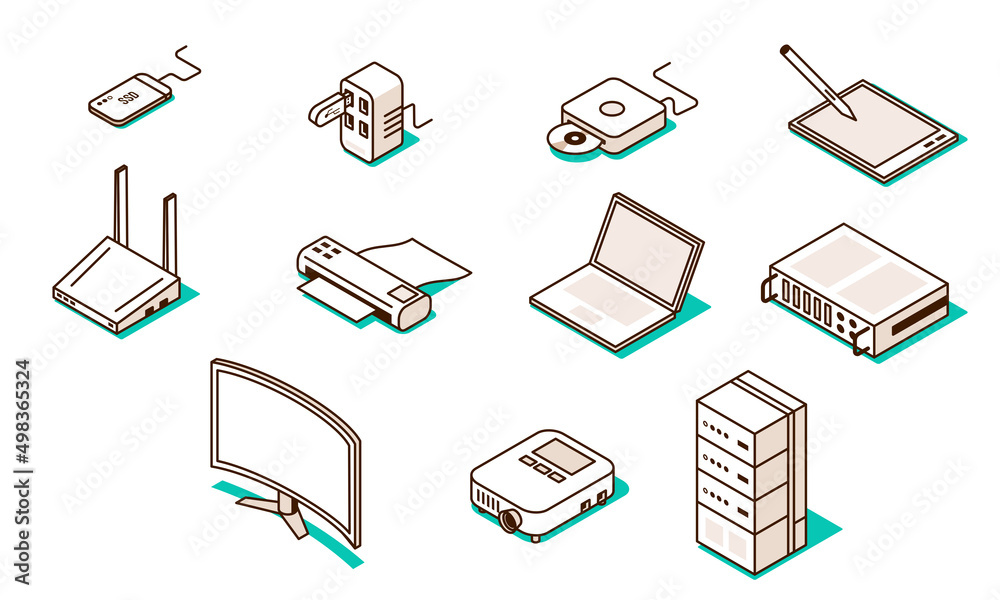 Isometric IT, Technology and Computer icon set on white background ...
