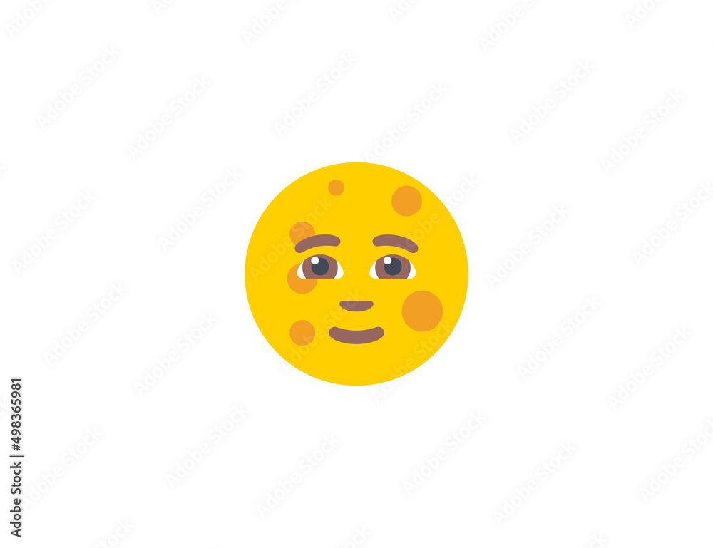 Full Moon Face vector flat emoticon. Isolated Full Moon Face ...