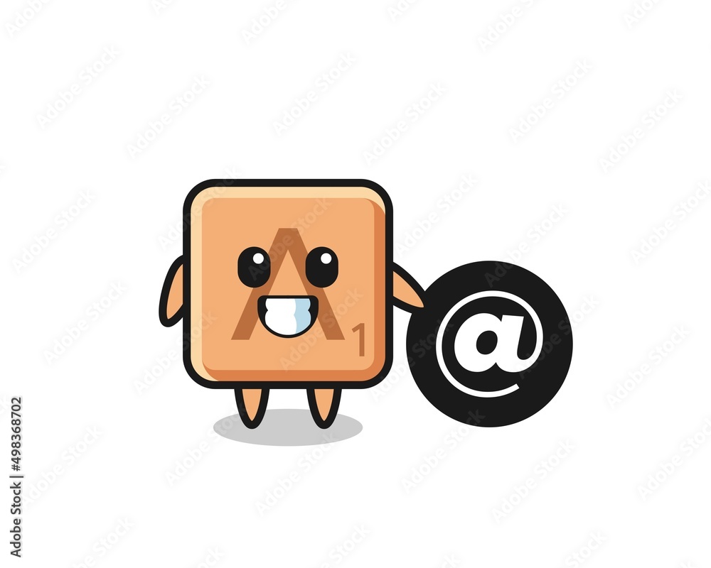 Cartoon Illustration of scrabble standing beside the At symbol Stock ...