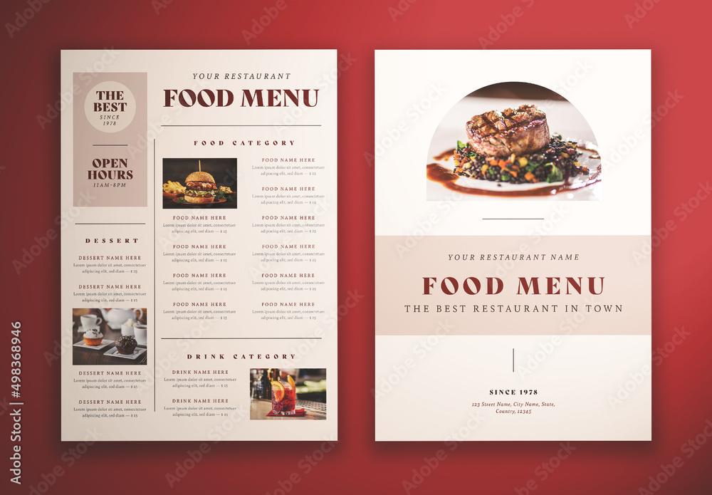 Simple Food Menu Layout Stock Template | Adobe Stock