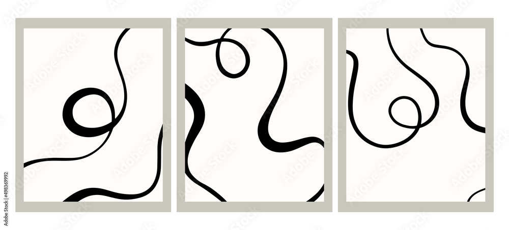 Abstract Line Art Minimalist Modern shapes vector set illustration ...