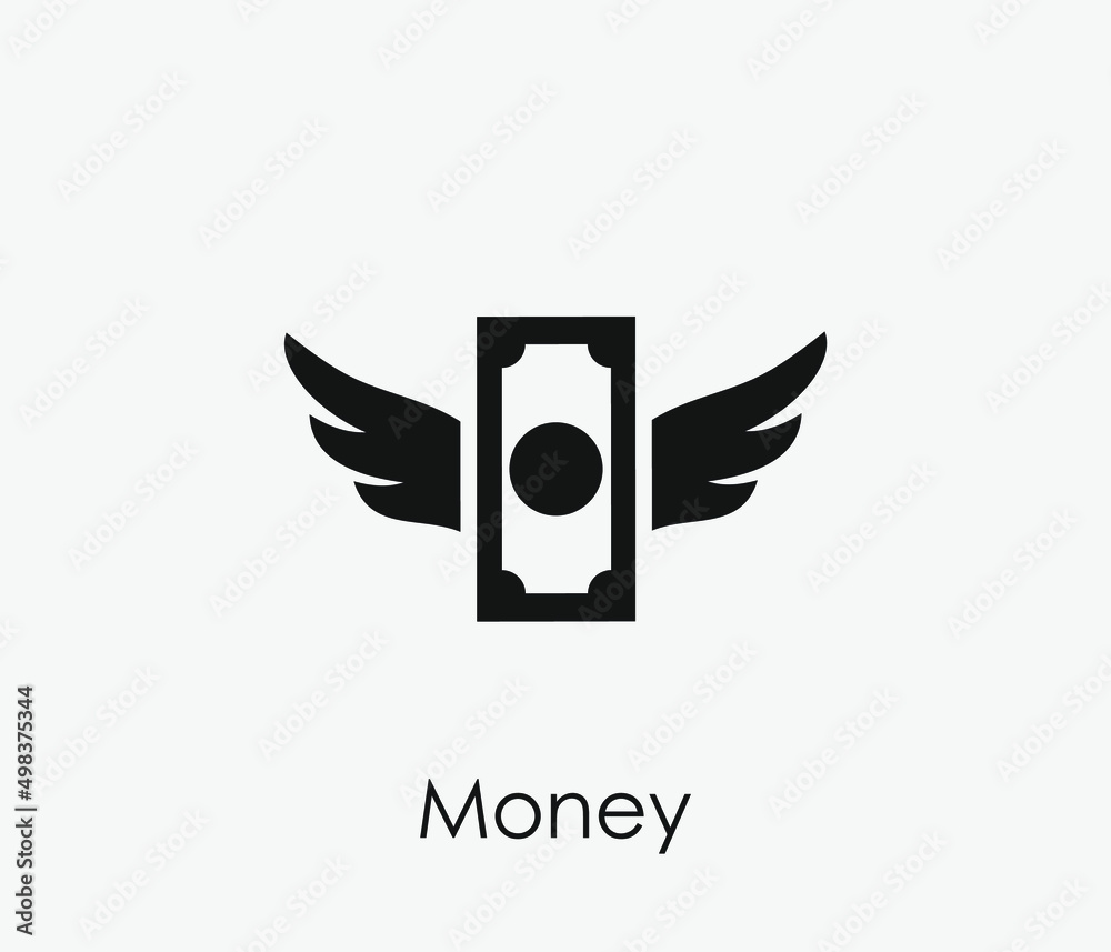 Money fly vector icon. Editable stroke. Symbol in Line Art Style for ...