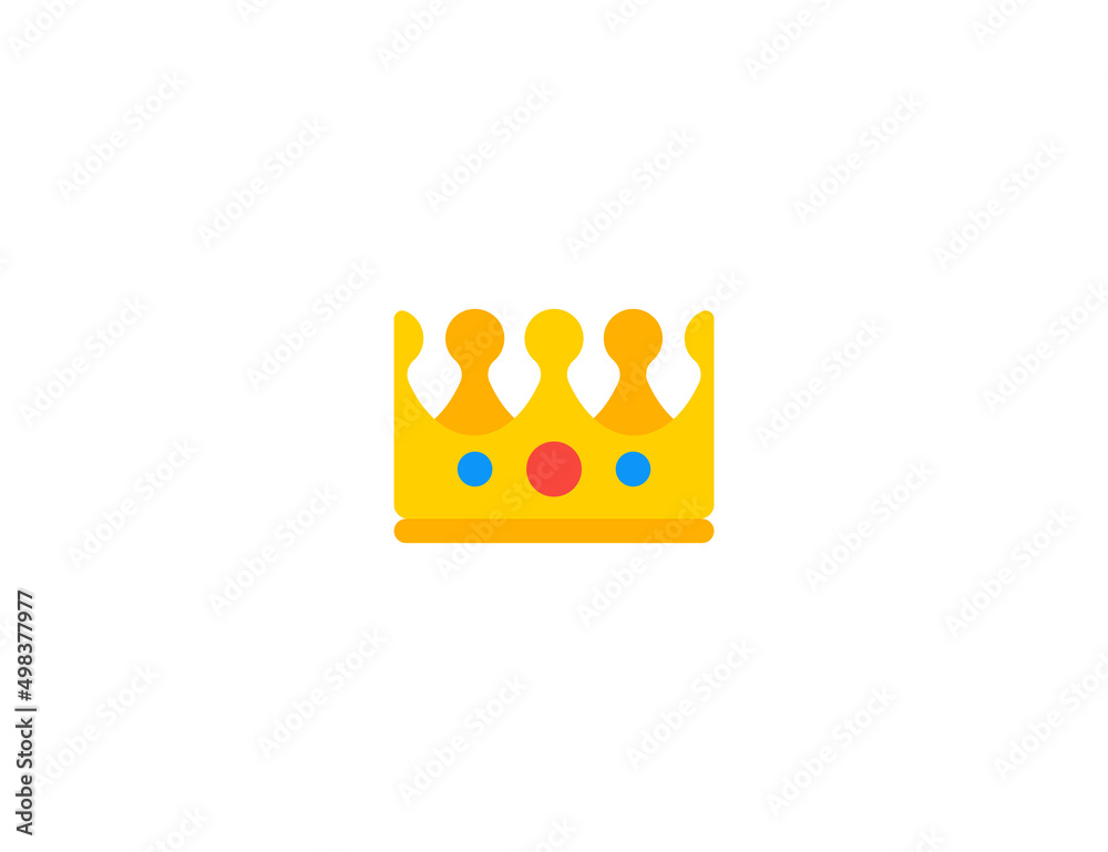 Crown vector flat emoticon. Isolated King illustration. Crown icon ...