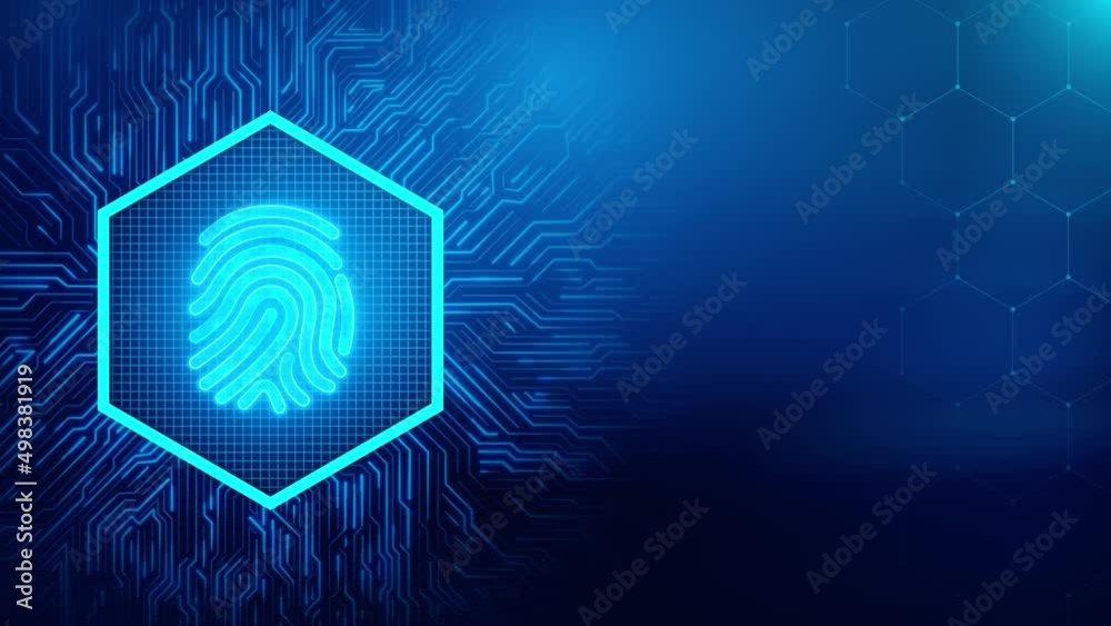 Abstract technology Fingerprint scanning on circuit board background ...