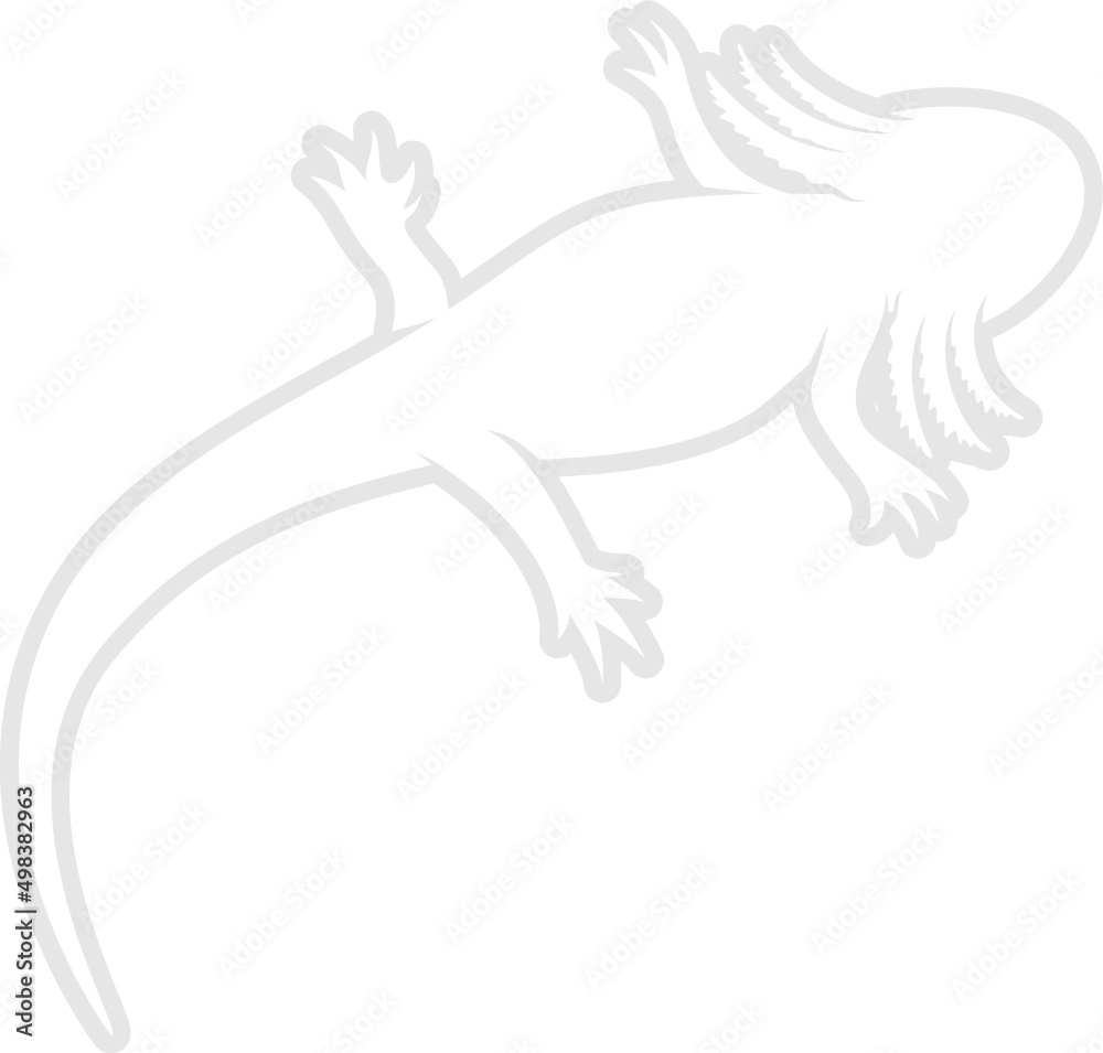 Axolotl Outline Silhouette. Isolated Vector Animal Template for Logo ...