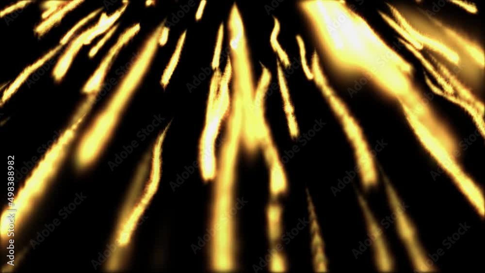 Abstract animation of fire rain. Shining particles sparkles fireballs ...