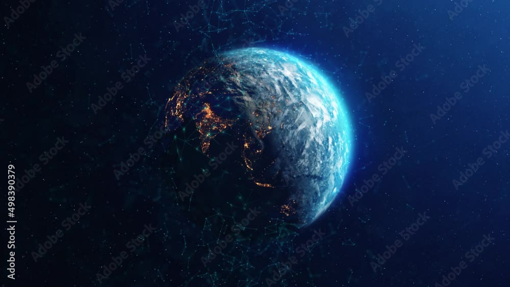 3d Earth Digital Connected Network Concept Loop Animation Background ...