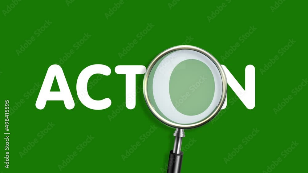 magnifying glass hovering over the word action motion animation.4K ...
