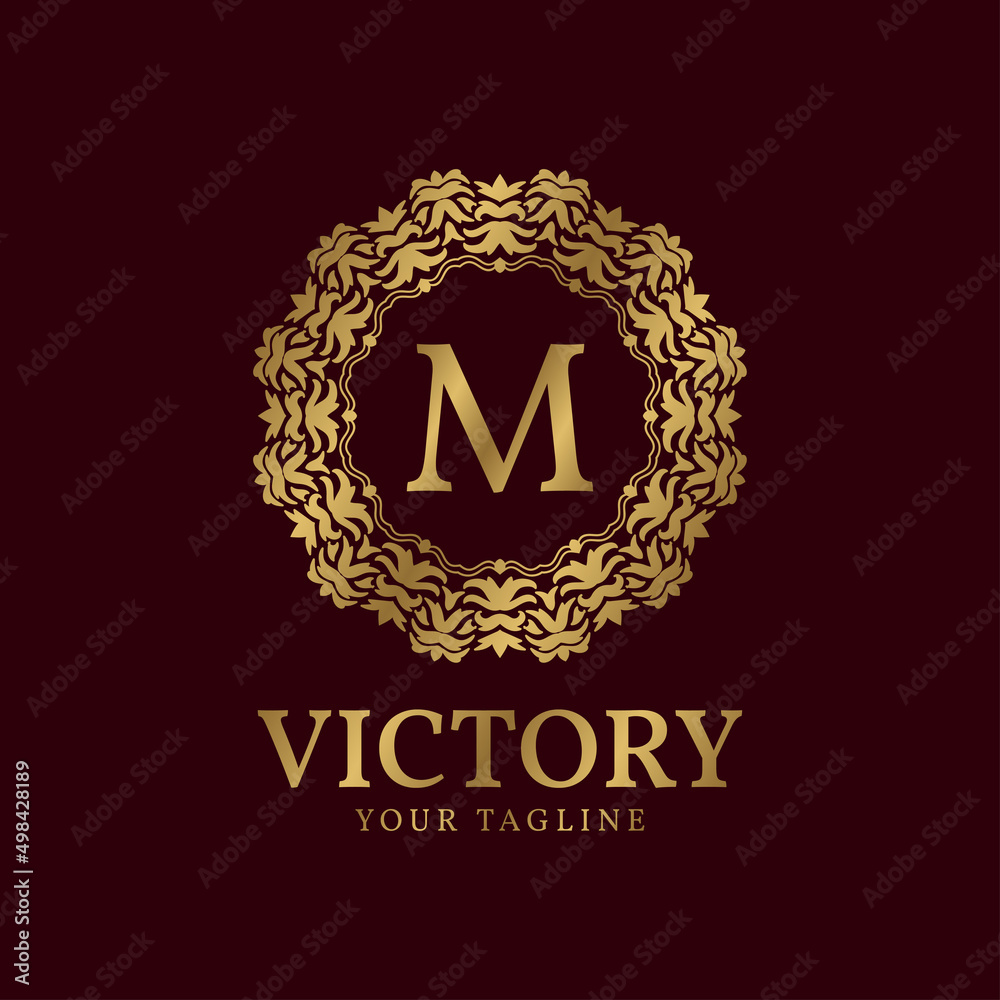 letter M crest organic luxury circular plants vector logo design Stock ...