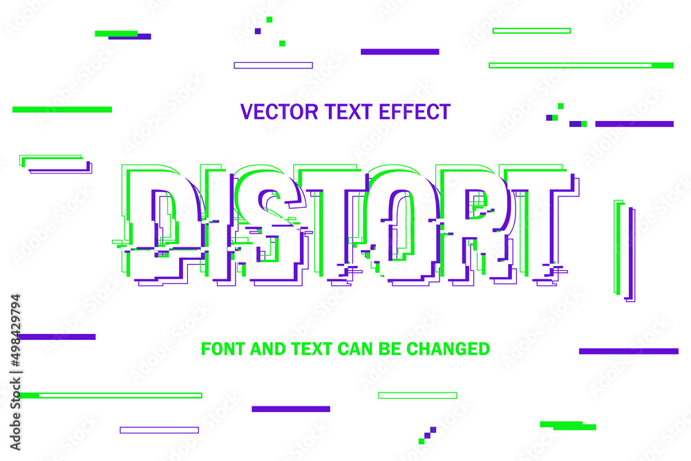 Distort glitch electronic style typography 3d editable text effect font ...