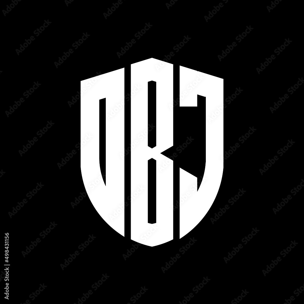 OBJ letter logo design. OBJ modern letter logo with black background ...