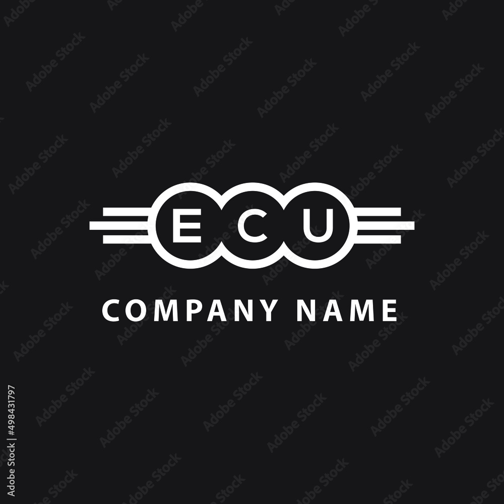 ECU letter logo design on black background. ECU creative circle letter ...