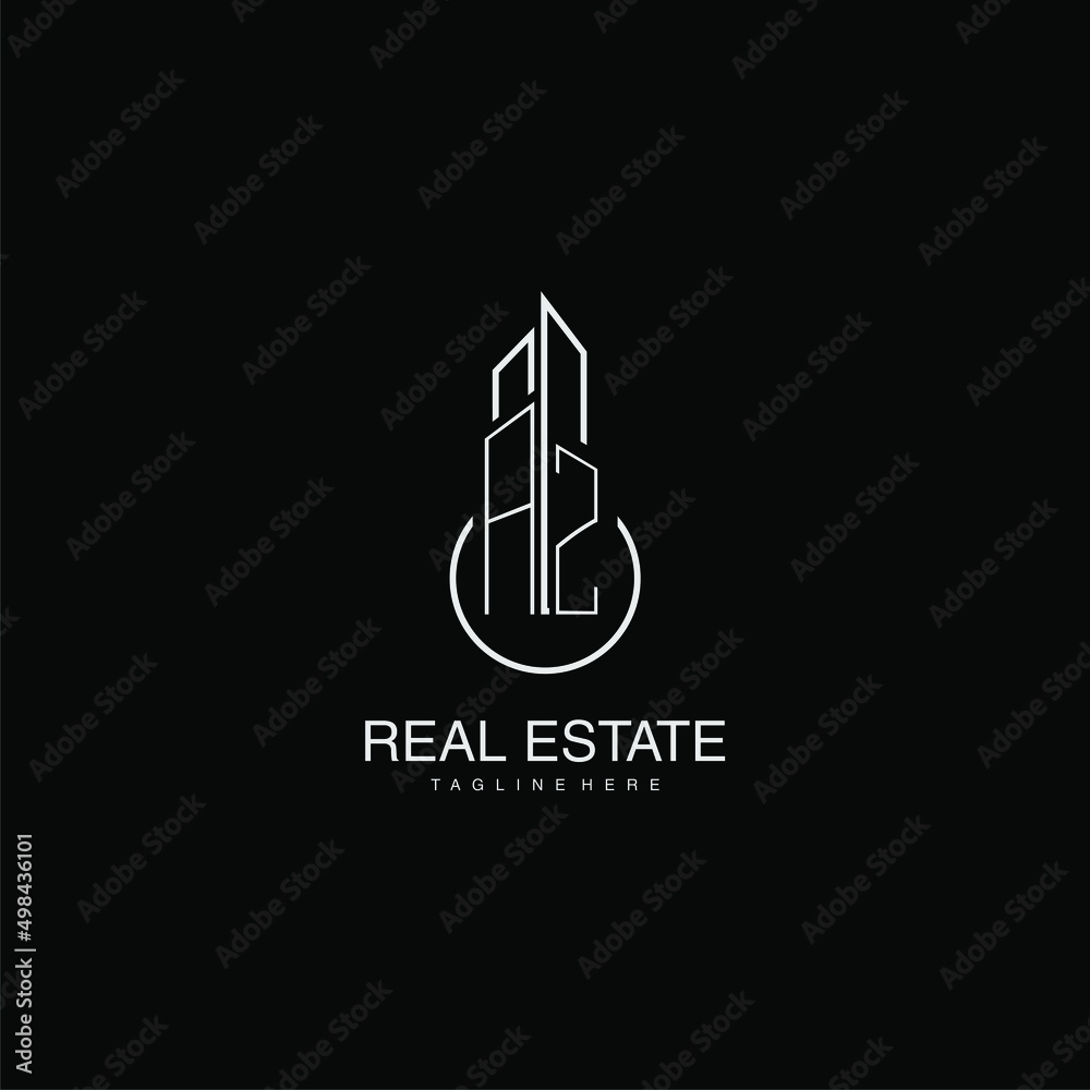 AZ initial monogram logo for real estate with building style Stock ...