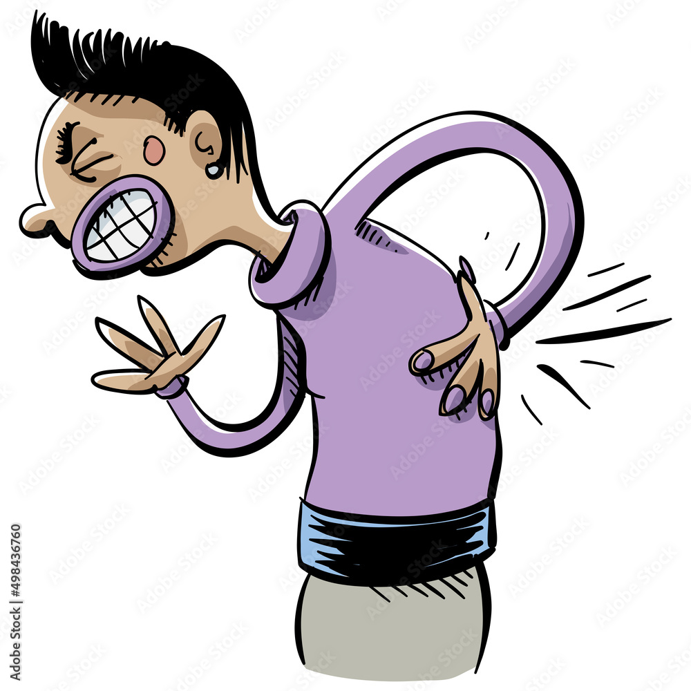 Cartoon Woman With Back Pain