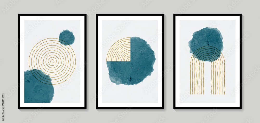 Watercolor collection of vector abstract wall art. Boho color geometric ...