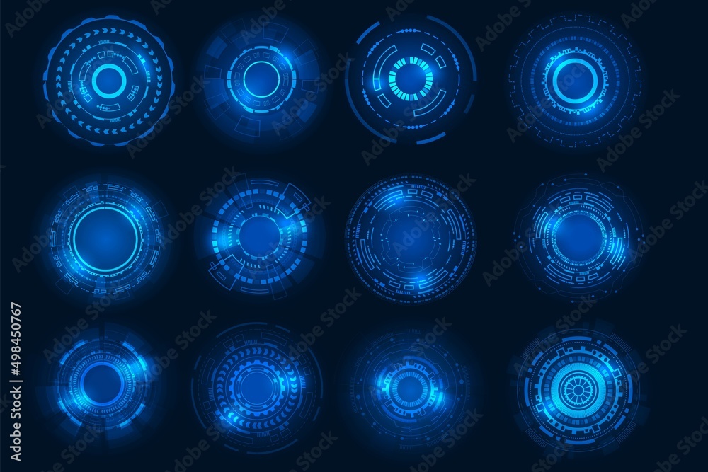 Circle technology elements set. Futuristic hud interface concept.Blue ...