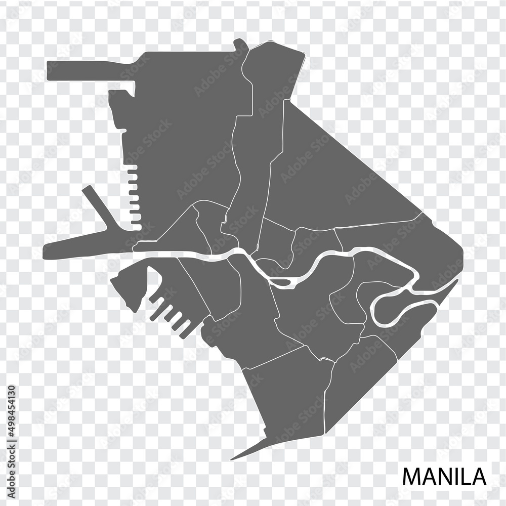 High Quality map of Manila is a capital of Philippines, with borders of ...