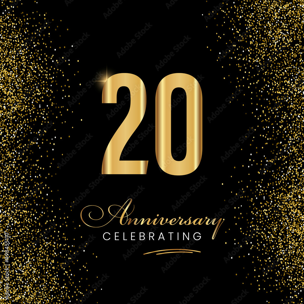20 Year Anniversary Celebration Vector Template Design. 20 years golden ...