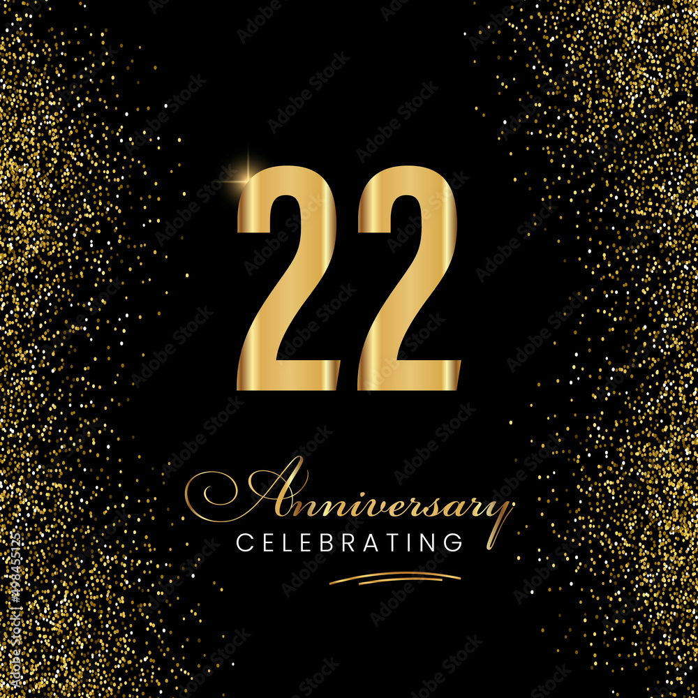 22 Year Anniversary Celebration Vector Template Design. 22 years golden ...